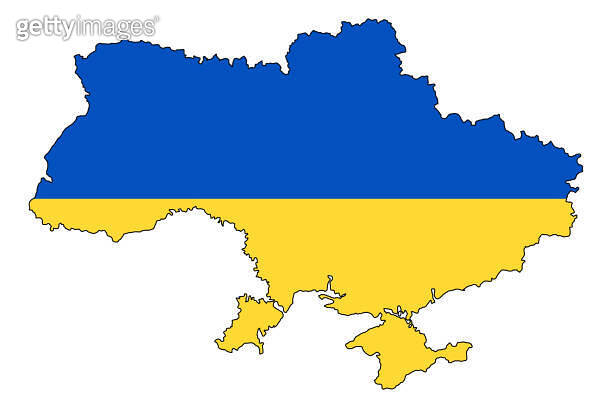 Ukraine country map. Ukrainian flag colors. Territory borders with ...