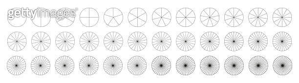Segmented infographic charts collection. Many number of sectors divide ...