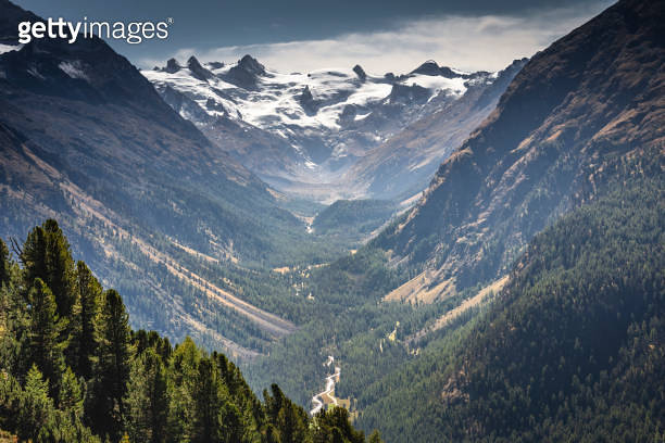 Alpine Landscape in Muottas Muragl, Engadine Valley, Graubunden, Swiss ...