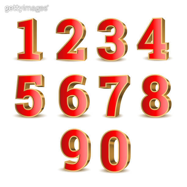 3d red numbers with golden outline (1580447816) 일러스트, 무료 일러스트, 아이콘, 무료 ...