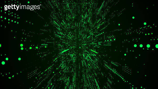 Vector abstract sci-fi tunnel. Digital database cyberspace. Decoding algorithms hacked software ...