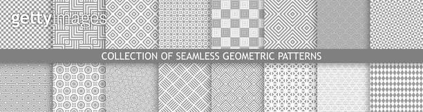 Collection of white and gray seamless geometric striped patterns ...