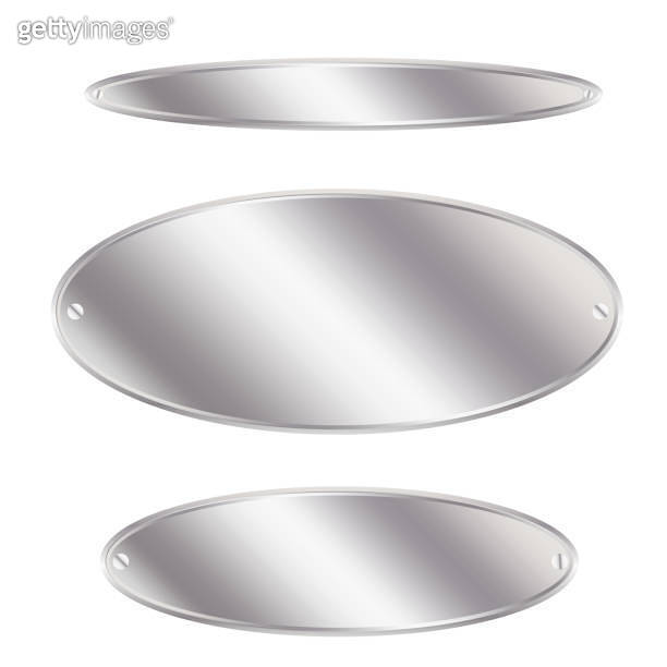 silver oval plates. Oval silver shapes. Vector illustration. EPS 10 ...
