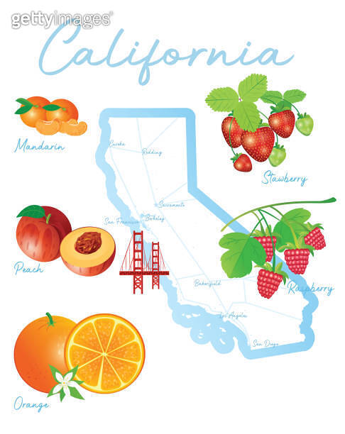 California Fruits Map 이미지 (1700951194) - 게티이미지뱅크