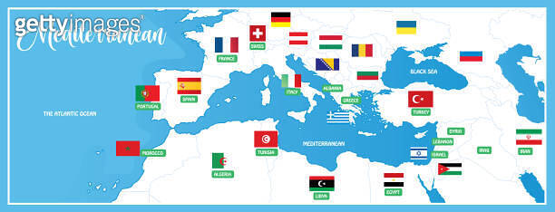 Mediterranean Countries and Flags 이미지 (1486485226) - 게티이미지뱅크