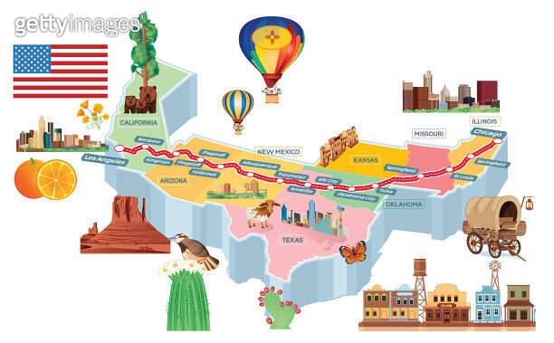 U.S. Route Map Poster (1732867559) - 게티이미지뱅크