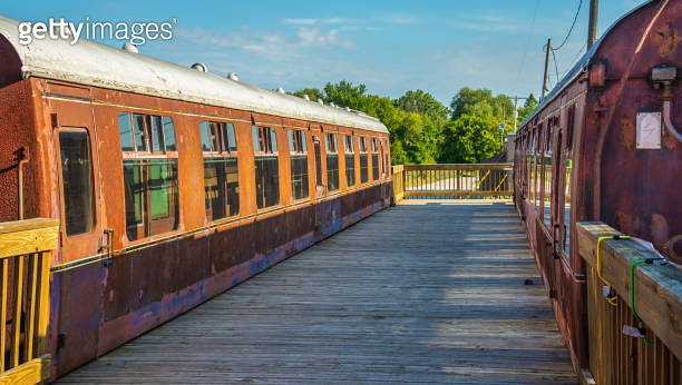 Old Railcars at old Historic Standish Train station mid Michigan ...