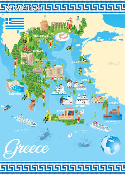 Cartoon Map of GREECE 이미지 (1555855854) - 게티이미지뱅크