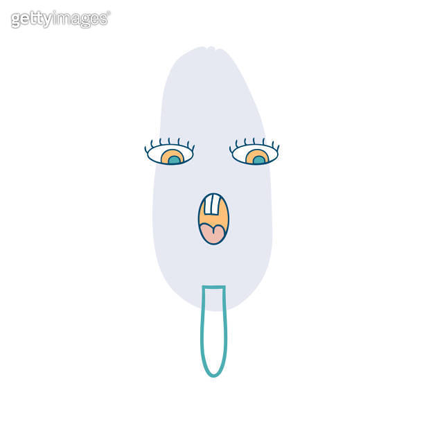 Scared face ice cream popsicle character with doodle eyes in 90s style ...