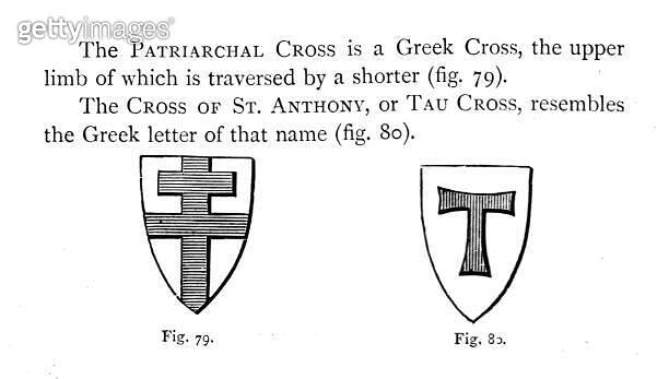 Victorian engravings heraldic symbolism Patriarchal cross and Cross of ...