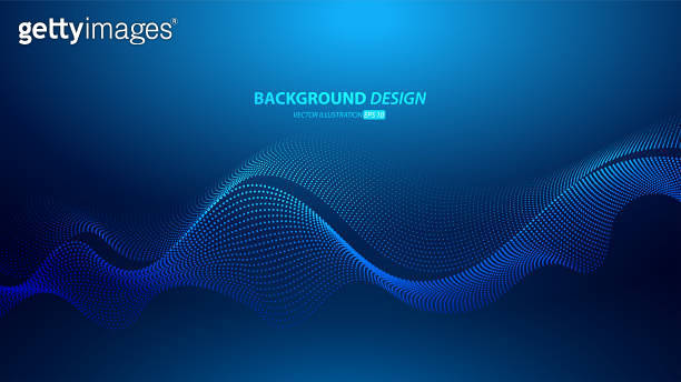 Abstract dark blue gradient color background. with flowing particles. Digital future technology ...