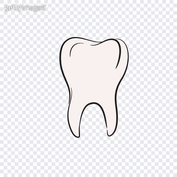 Tooth isolated. Tooth hand drawn line art drawing. Artistic sketch icon ...