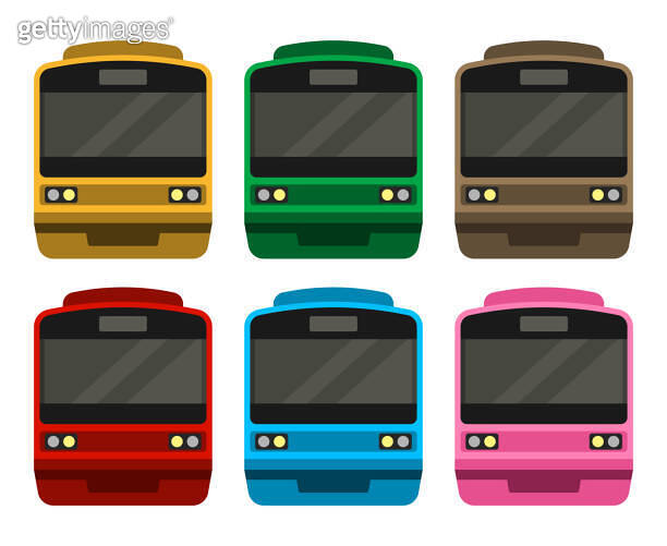 Different color set of trains. 이미지 (1474645073) - 게티이미지뱅크