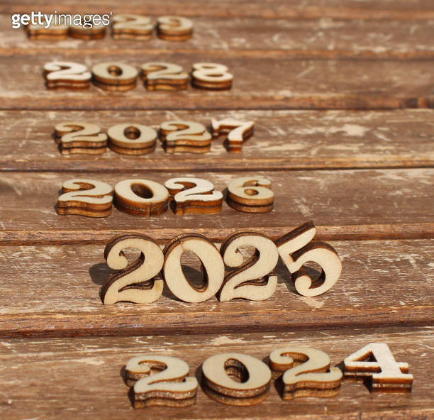 nature wooden numbers create 2025 with 2024 and 2026 2027 2028 2029 ...