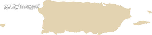 BEIGE CMYK color map of PUERTO RICO, USA (1494397714) - 게티이미지뱅크