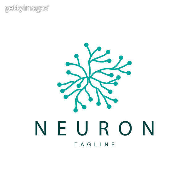 Neuron logo simple design network cel technology particles template ...