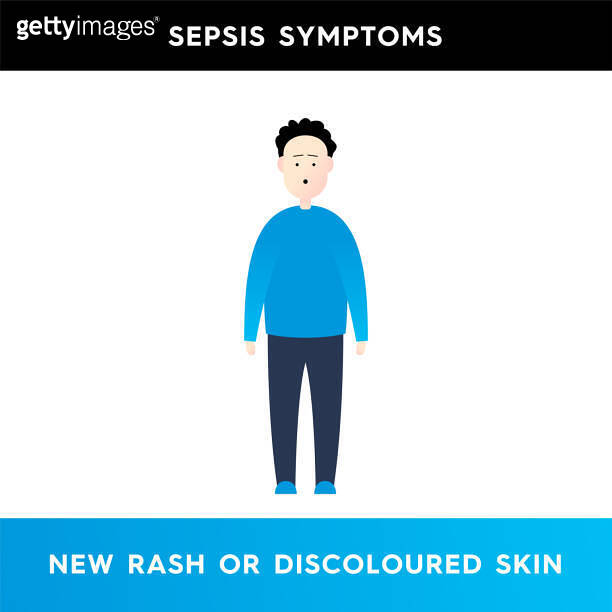 Vector illustration of a frightened man whose face is discolored due to ...