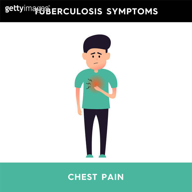 Vector illustration of a man who has a chest pain. A person with ...