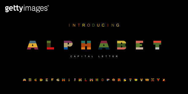 Vector Geometric Minimalism Color Block Art Style English Alphabet ...