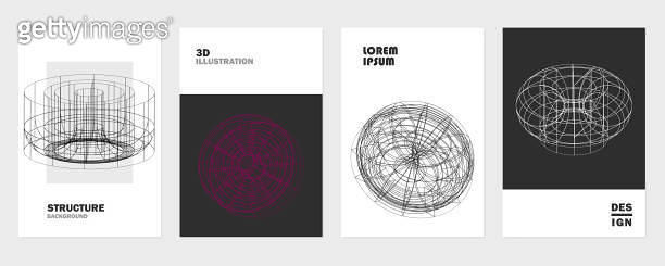 Vector 3D line structure concepts pattern design template abstract ...