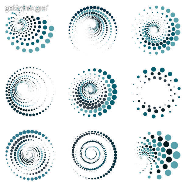 Vector Radiation Swirl Half Tone Polka Dots Patterns Ring Symbol ...