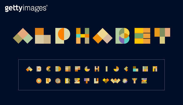 Vector colors geometric minimalism art style Alphabet character ...