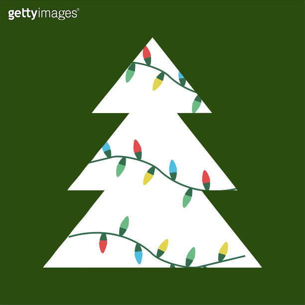 Christmas tree greeting card template. Geometry minimalism shape fir ...