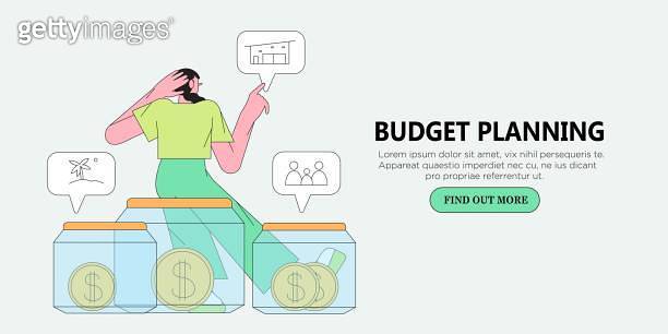 Woman have problem with budget planning, money managment and savings ...