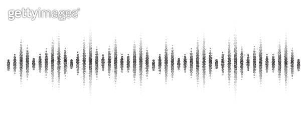 Sound wave pattern. Dotted music frequency. Halftone grunge border ...