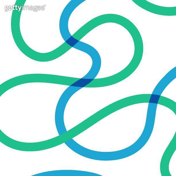 Naive seamless squiggle pattern with bright blue and green wavy lines ...
