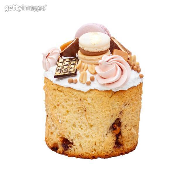 Beautiful traditional orthodox cake called kulich decorated with glaze ...