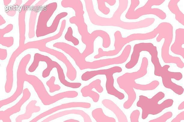 Pink squiggles of doodle seamless pattern. Creative minimalist style ...