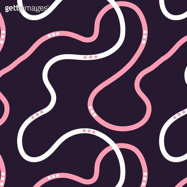 Naive seamless squiggle pattern with bright pink and white wavy lines ...