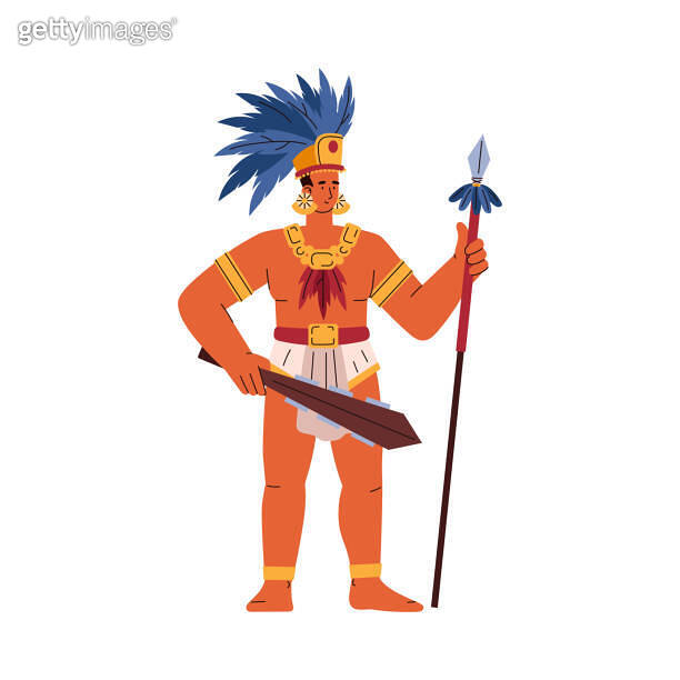Smiling Maya warrior man flat style, vector illustration (1644629958 ...