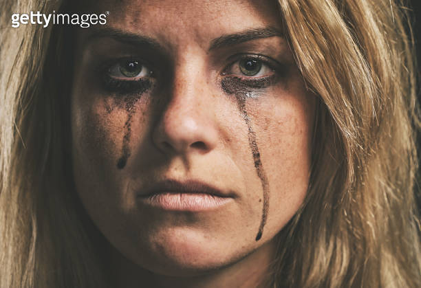 Face, crying and domestic violence with a woman victim of abuse in ...