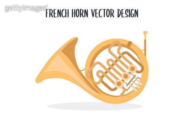 French Horn Vector Illustration Isolated On White Background. Musical ...