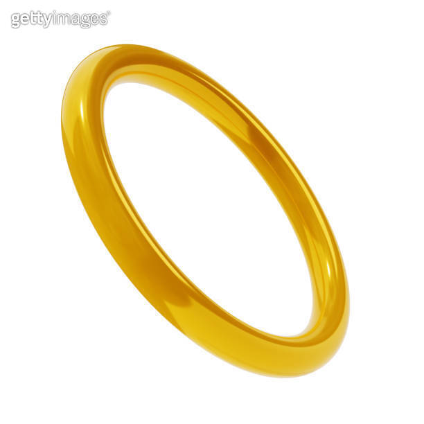 3d render shape metallic golden abstract ring. Glossy geometric ...