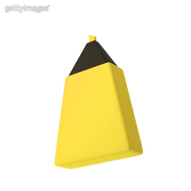 3d yellow highlighter marker icon for school office. Stationery ...