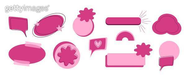 Simple pink banner collection. graphic template of ribbon, shape ...