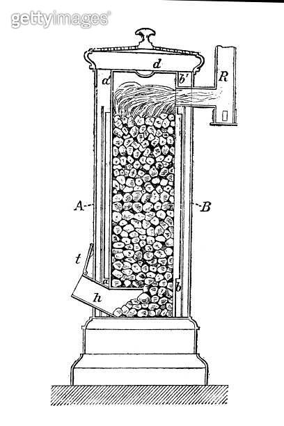Meidinger oven (longitudinal section) 이미지 (1513340180) - 게티이미지뱅크