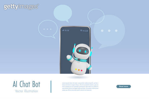 AI chat bot, Artificial intelligence robot on smart phone answer questions and provide smart ...