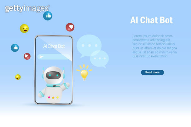 AI chat bot on mobile screen generate smart solution answer to user. Artificial intelligence ...