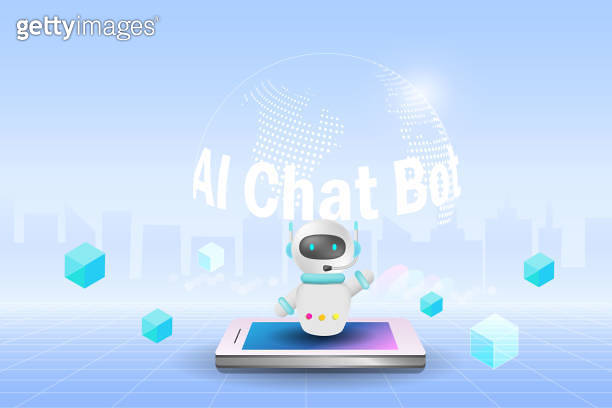 AI chat bot on smart phone generate smart solution answer and communicate with user. Artificial ...