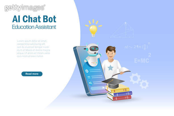 AI chat bot assist kid student doing homework assignment. Artificial ...