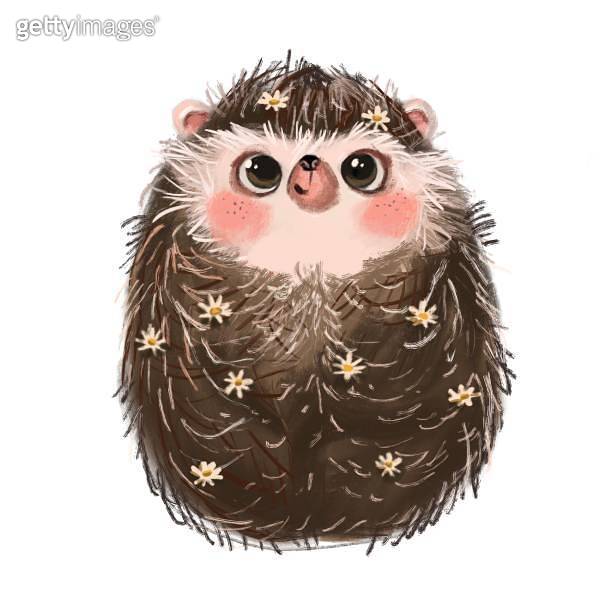 Cute spiky hedgehog prickly needle adorable cheerful little animal hand ...