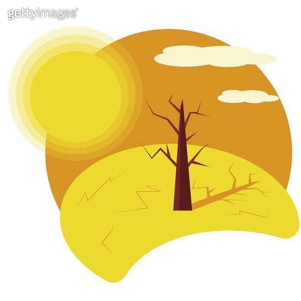 Drought vector cartoon dry land and tree scene 이미지 (1473515133) - 게티이미지뱅크