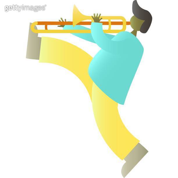 Jazz musician play trumpet instrument vector icon 이미지 (1485332334) - 게티 ...