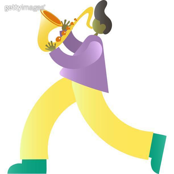 Saxophone player with sax vector isolated icon 이미지 (1485332338) - 게티이미지뱅크