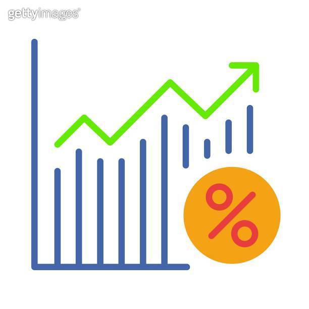 Chart up arrow line icon. Economic growth, percentage, investment ...