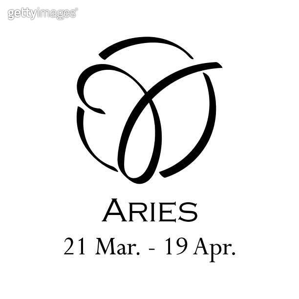 Aries with name and dates. Horoscope with 12 zodiac signs. From March ...